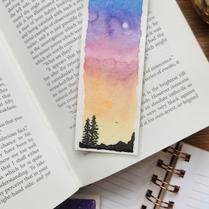 Watercolor Bookmark // Handmade Bookmark // Sunset Watercolor ...