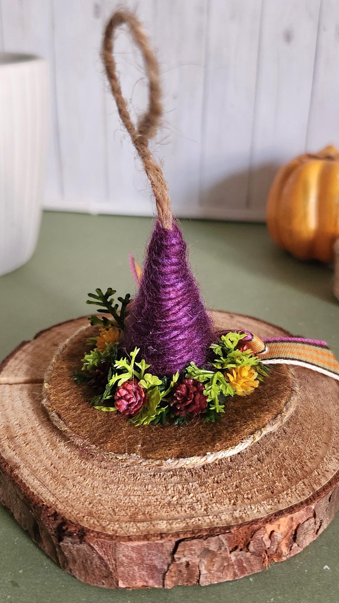 Witch Hat Ornament // Mini Witch Hat // Fall Witch Decor // Cottage ...