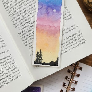 Watercolor Bookmark // Handmade Bookmark // Sunset Watercolor ...