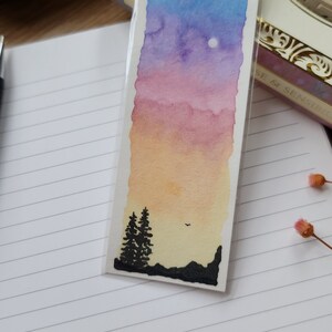 Watercolor Bookmark // Handmade Bookmark // Sunset Watercolor ...
