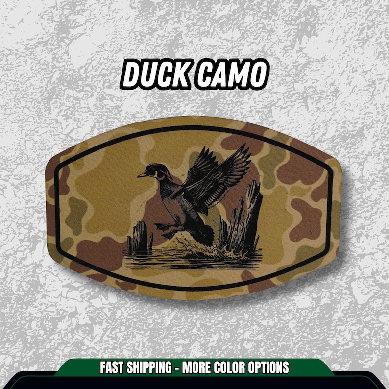 Mallard Duck Hat Patch | Laser Engraved Leatherette Patch | Camo Duck ...