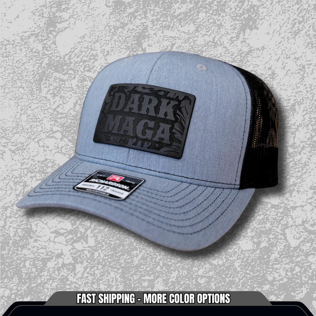Trump Dark Maga Hat | Black Leather Hats | Blackout Snapback Trucker ...