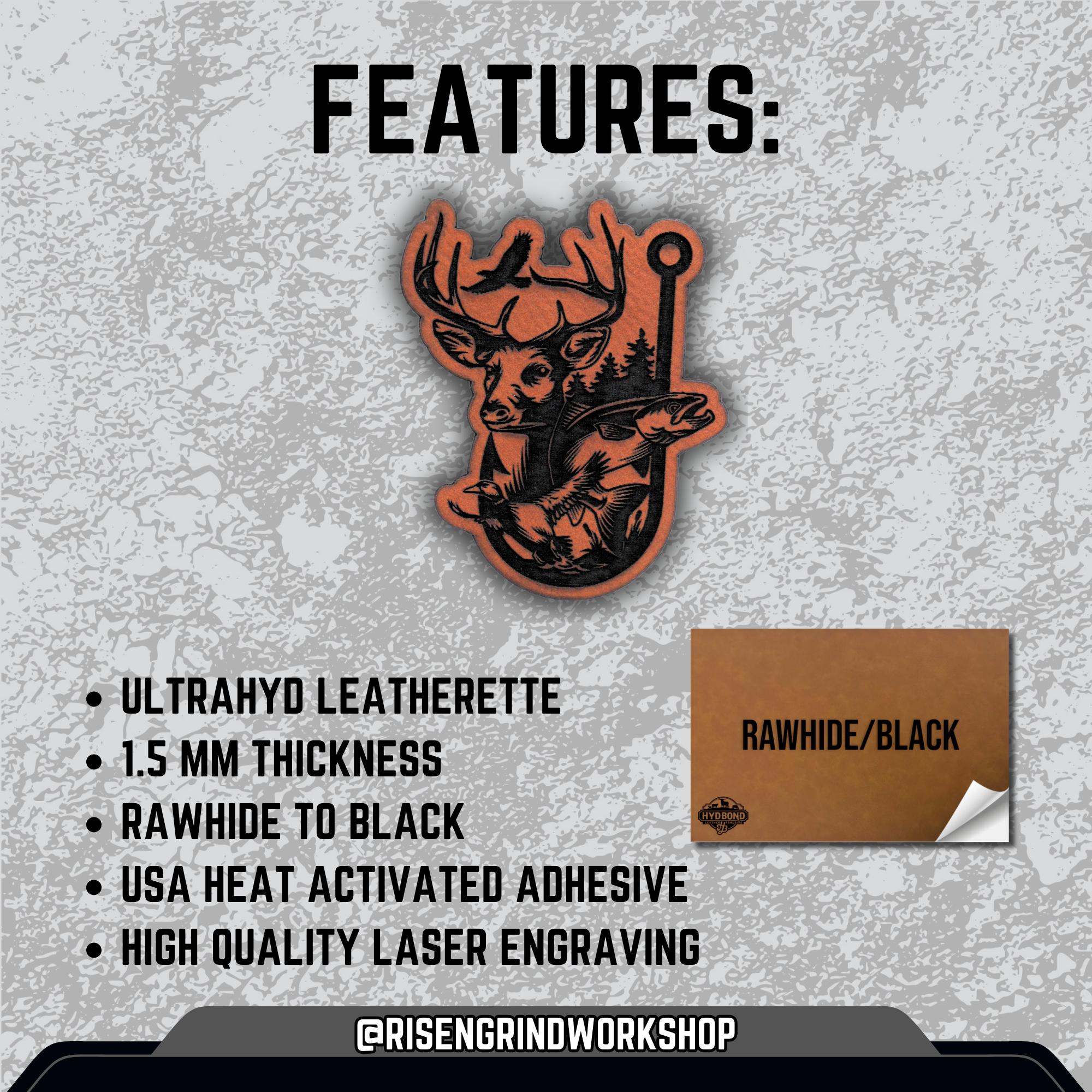 Hunting Fishing Outdoorsman Patch | Leatherette Hat Patches | Leather ...