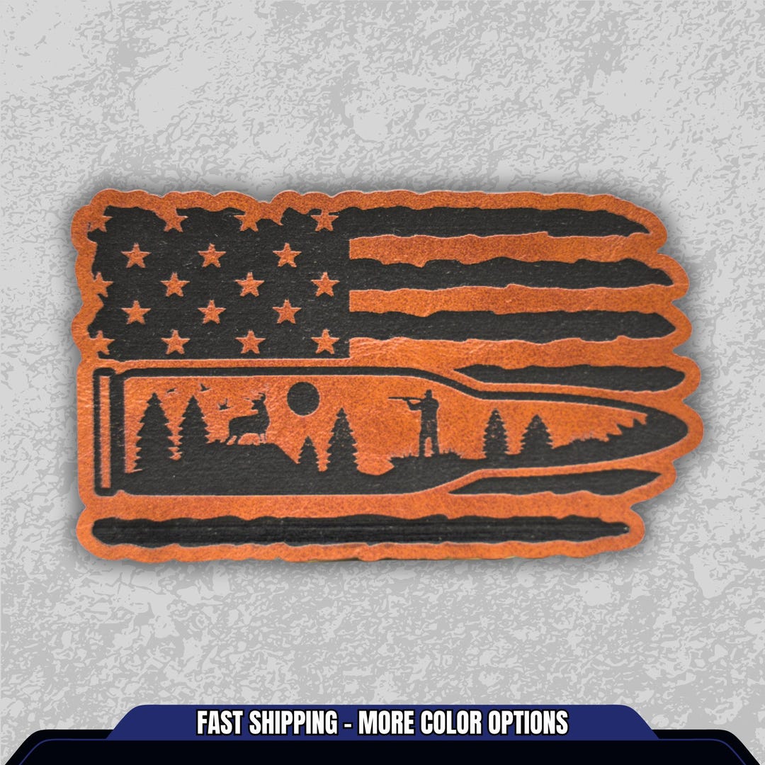 Deer Hunter Outdoorsman Hat Patch | Leatherette Hunting Fishing Patches ...