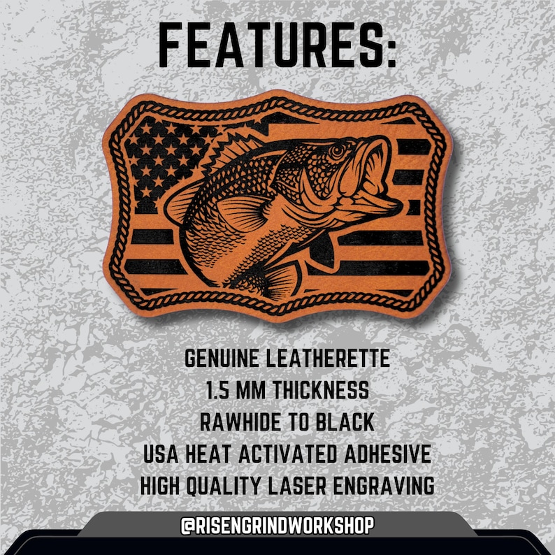 Bass American Flag Patch | Large Mouth Bass | Fishing Hat Patches ...