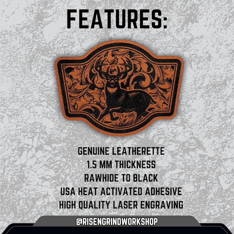 White Tail Deer Patch | Leatherette Hat Patches | Leather Patch Hat ...