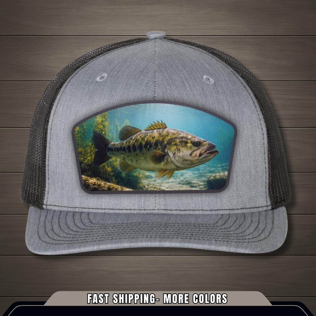 Fishing Hat for Largemouth Bass Fisherman - UV Printed Leatherette ...