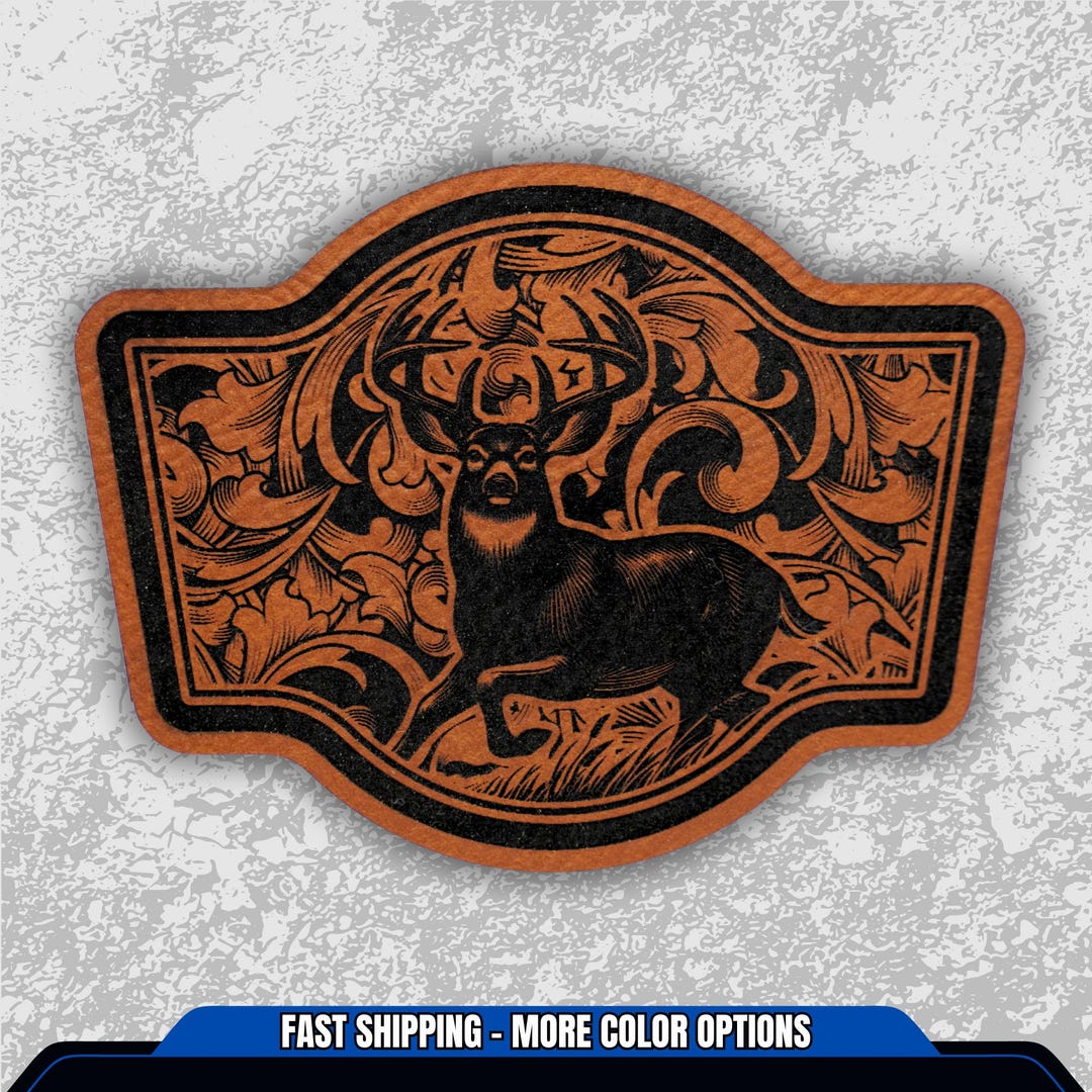 White Tail Deer Patch | Leatherette Hat Patches | Leather Patch Hat ...
