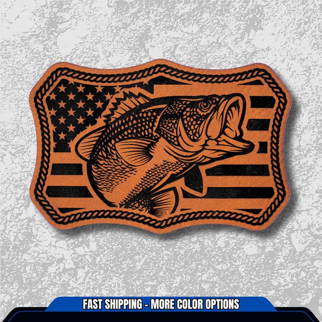 Bass American Flag Patch | Large Mouth Bass | Fishing Hat Patches ...
