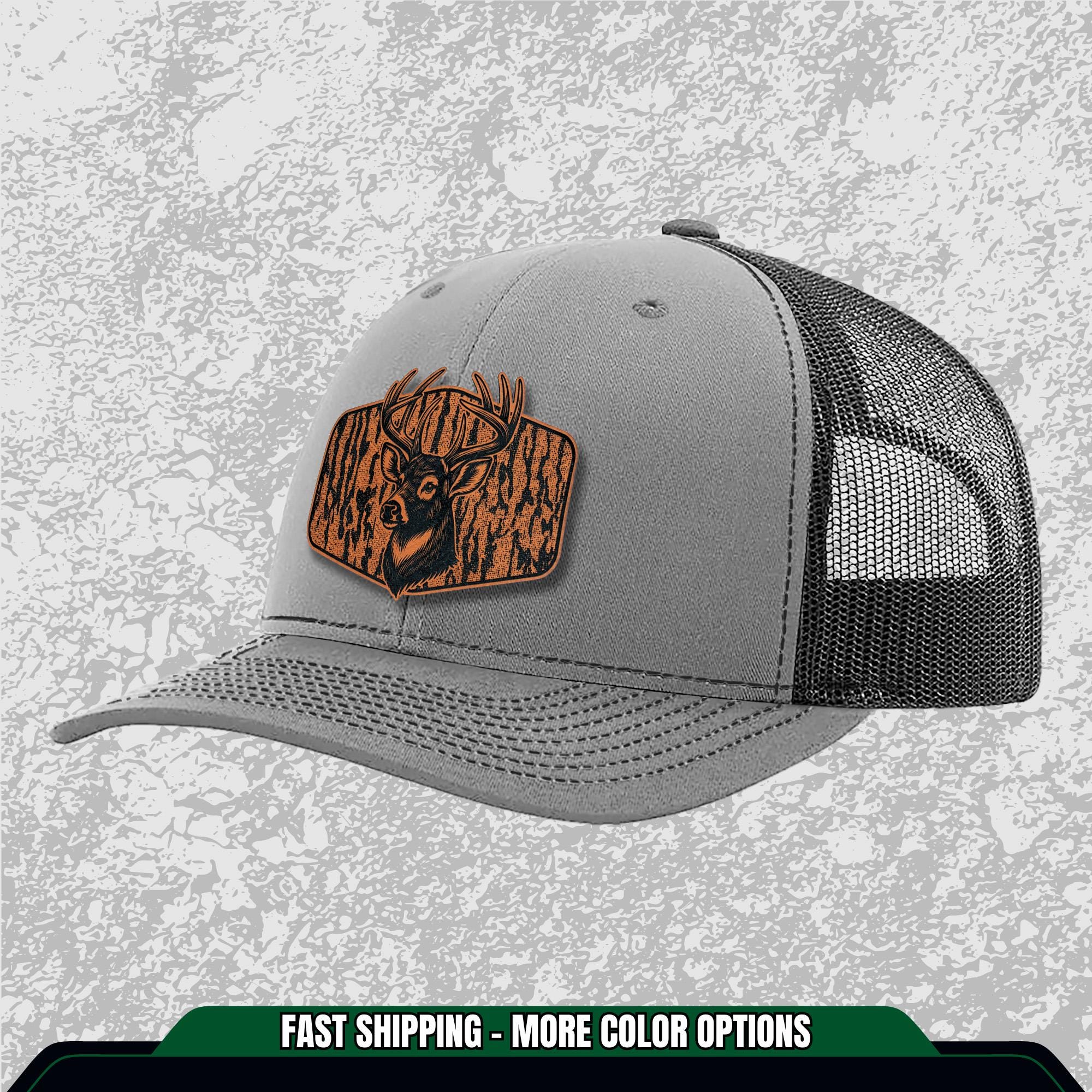 White Tail Deer Head Patch | Leatherette Hat Patches | Leather Patch ...