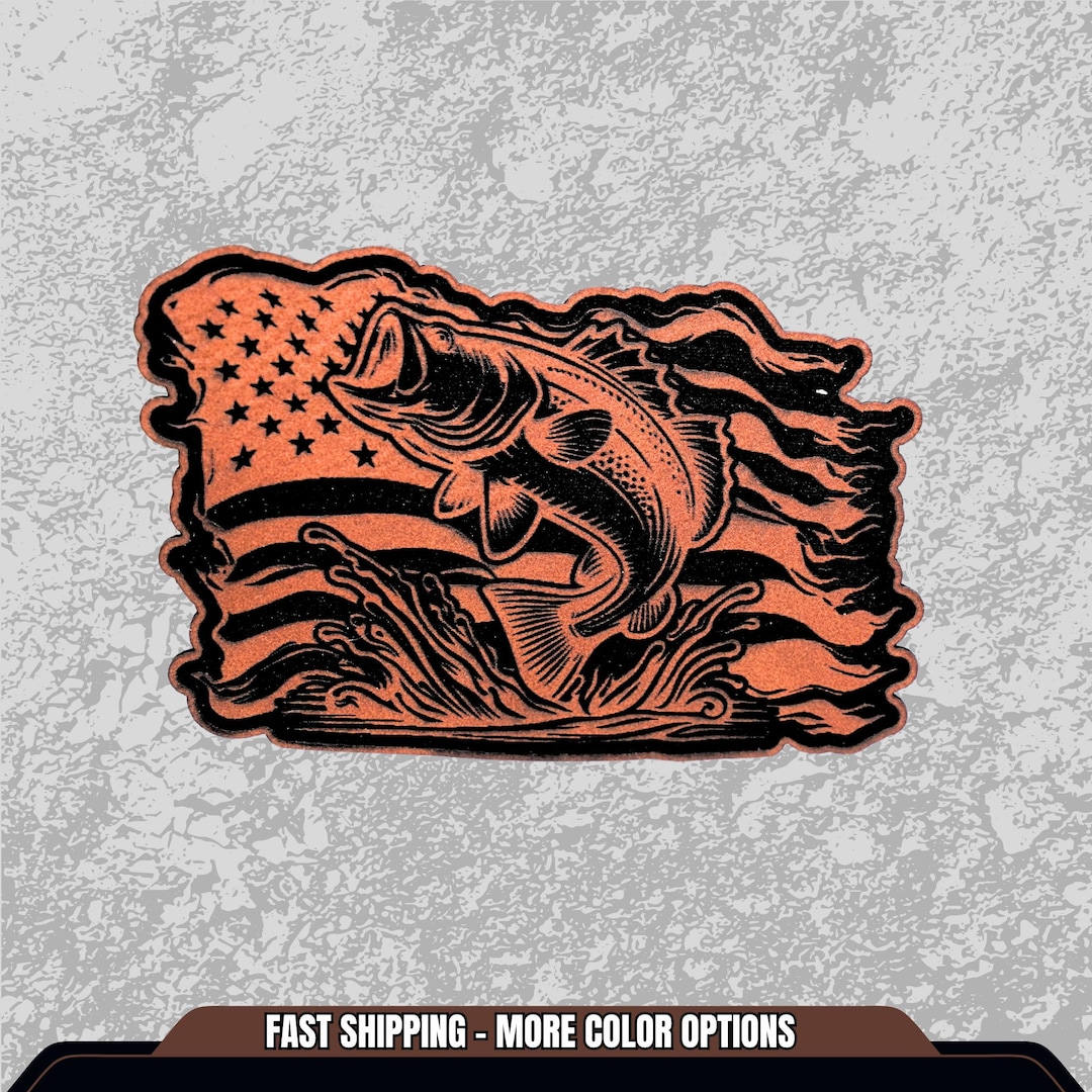 Bass American Flag Patch | Large Mouth Bass | Fishing Hat Patches ...