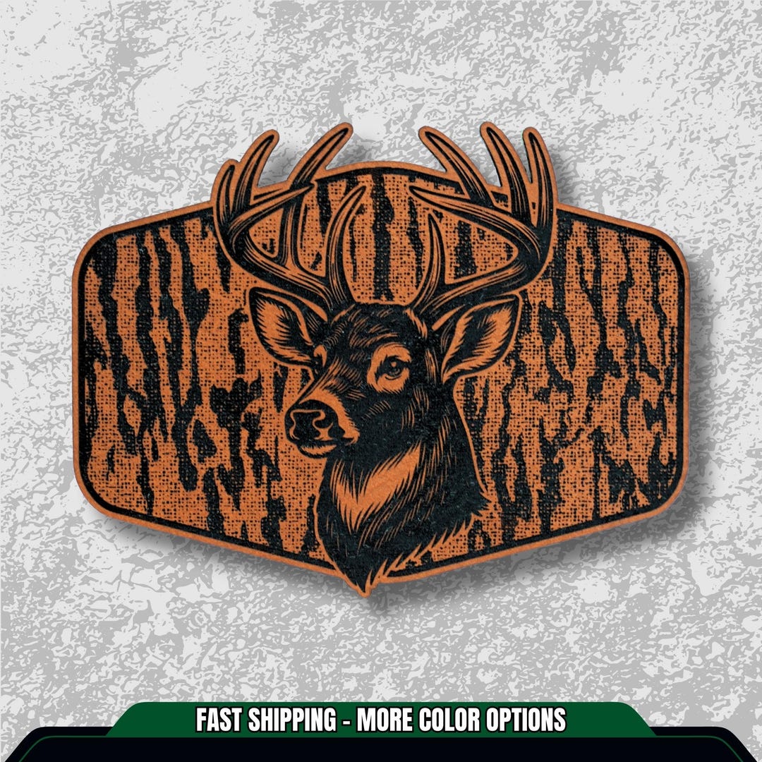 White Tail Deer Head Patch | Leatherette Hat Patches | Leather Patch ...