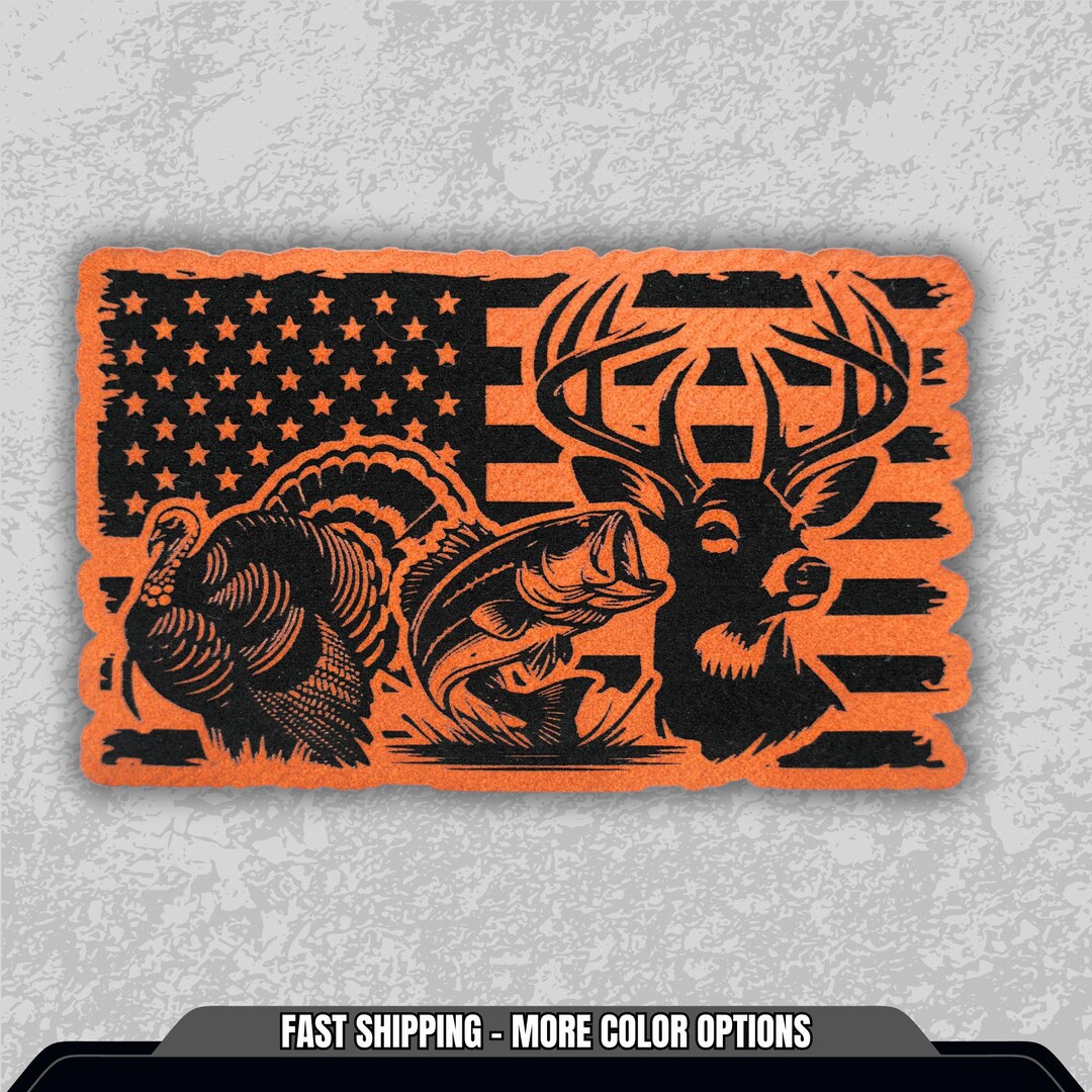 Wild Turkey Buck Hunter Outdoorsman Hat Patch | Leatherette Hunting ...