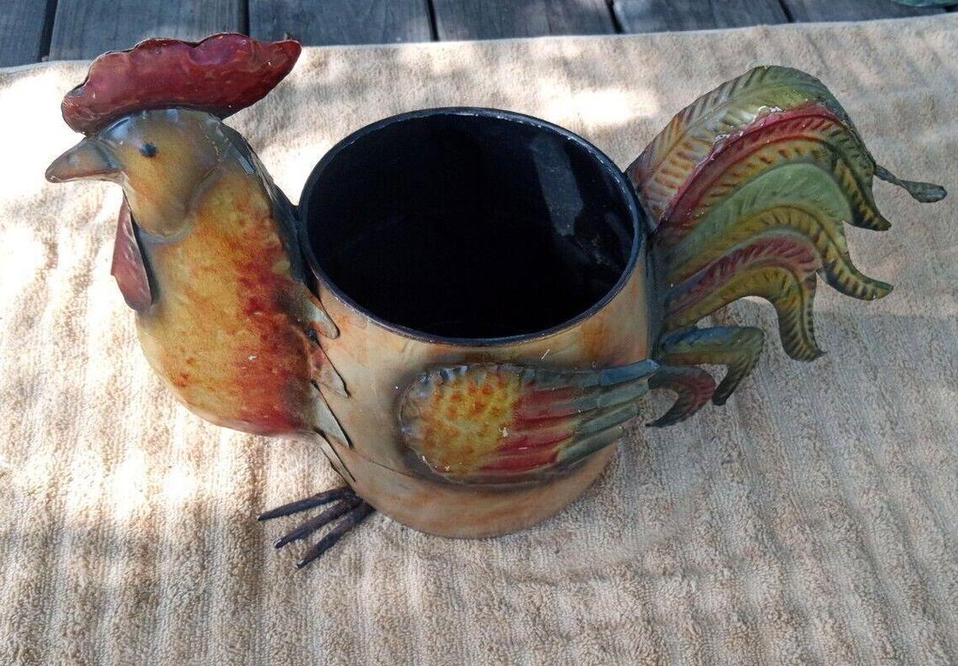 Red Shed Rooster Head Tail Planter Farm Decor Collectable - Etsy