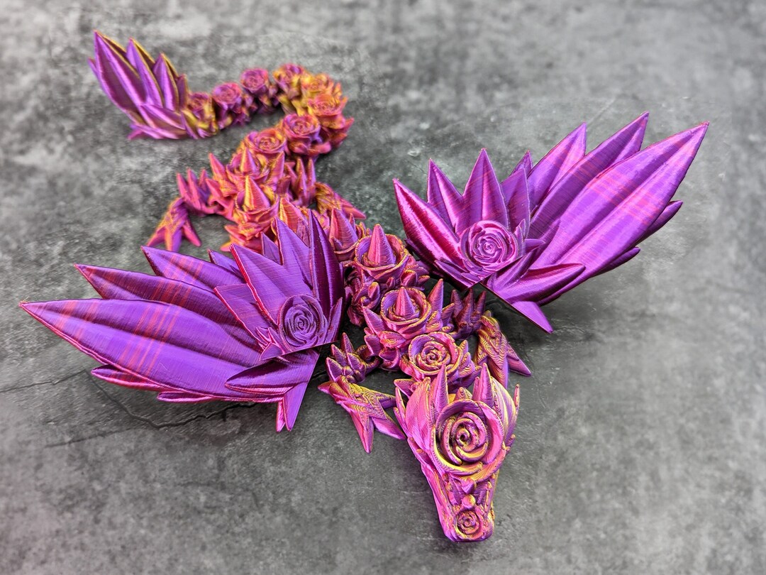 Articulated Winged Rose Dragon. High Quality 3D Printed Fidget ...