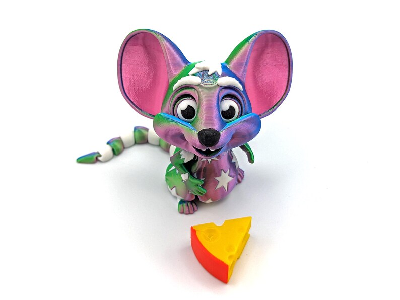 3D Printed Cheeky Mouse With Cheese, Fidget Toy, Ornament - Etsy