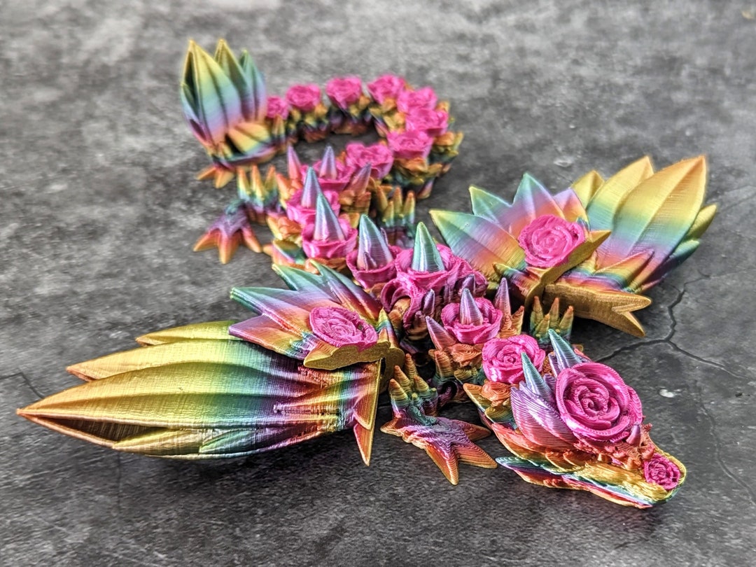 Multi-colour Articulated Winged Rose Dragon. High Quality 3D Printed ...