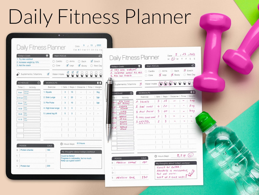 Daily Fitness Planner, Daily Wellness Planner, Daily Workout Planner ...