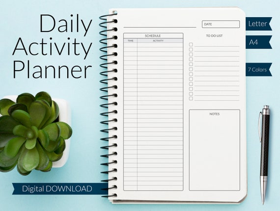 Daily Activity Planner Activity Tracker Time Log Time - Etsy