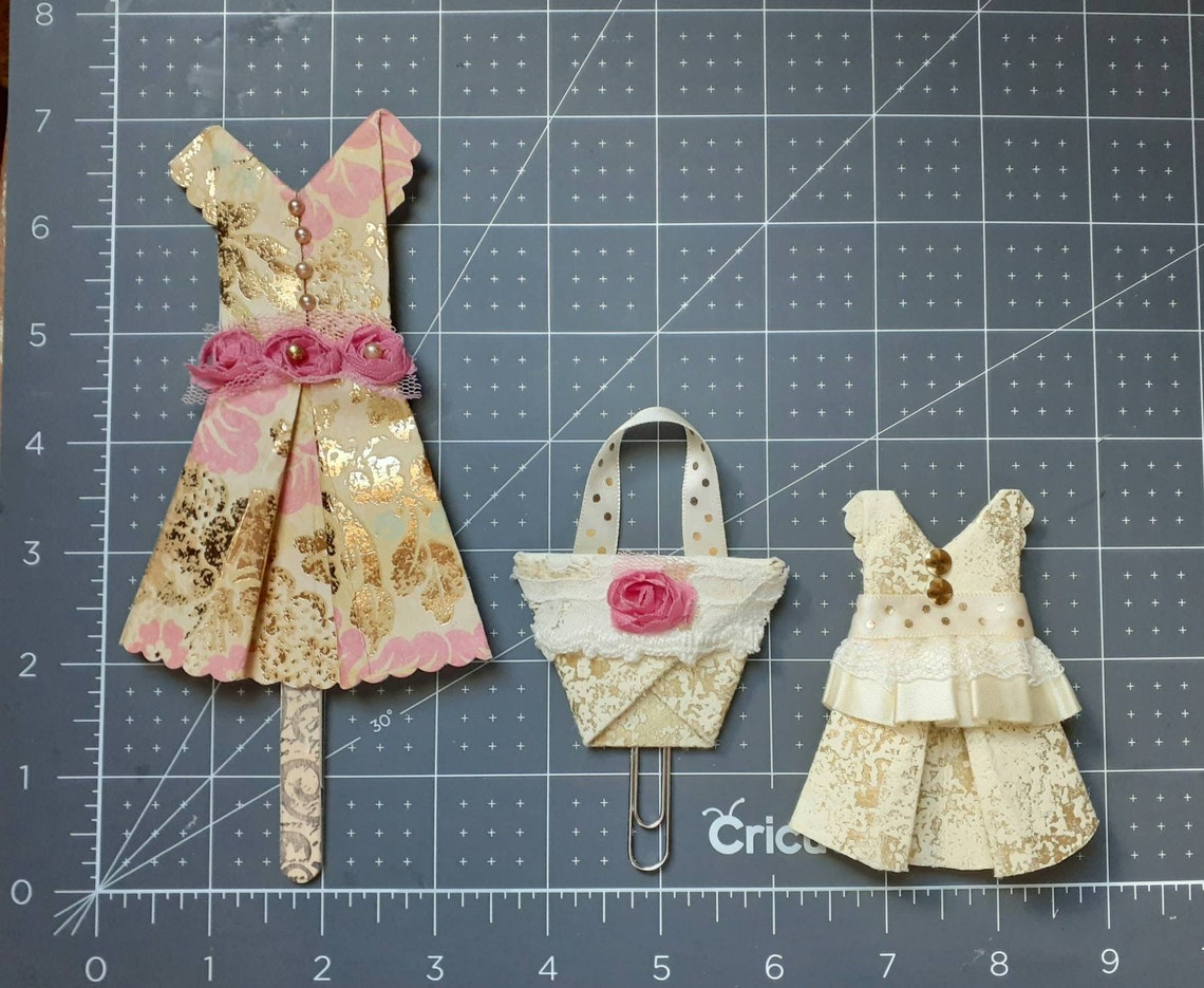 Pretty Paper Dress & Purse Clips for Junk Journals Pink and - Etsy