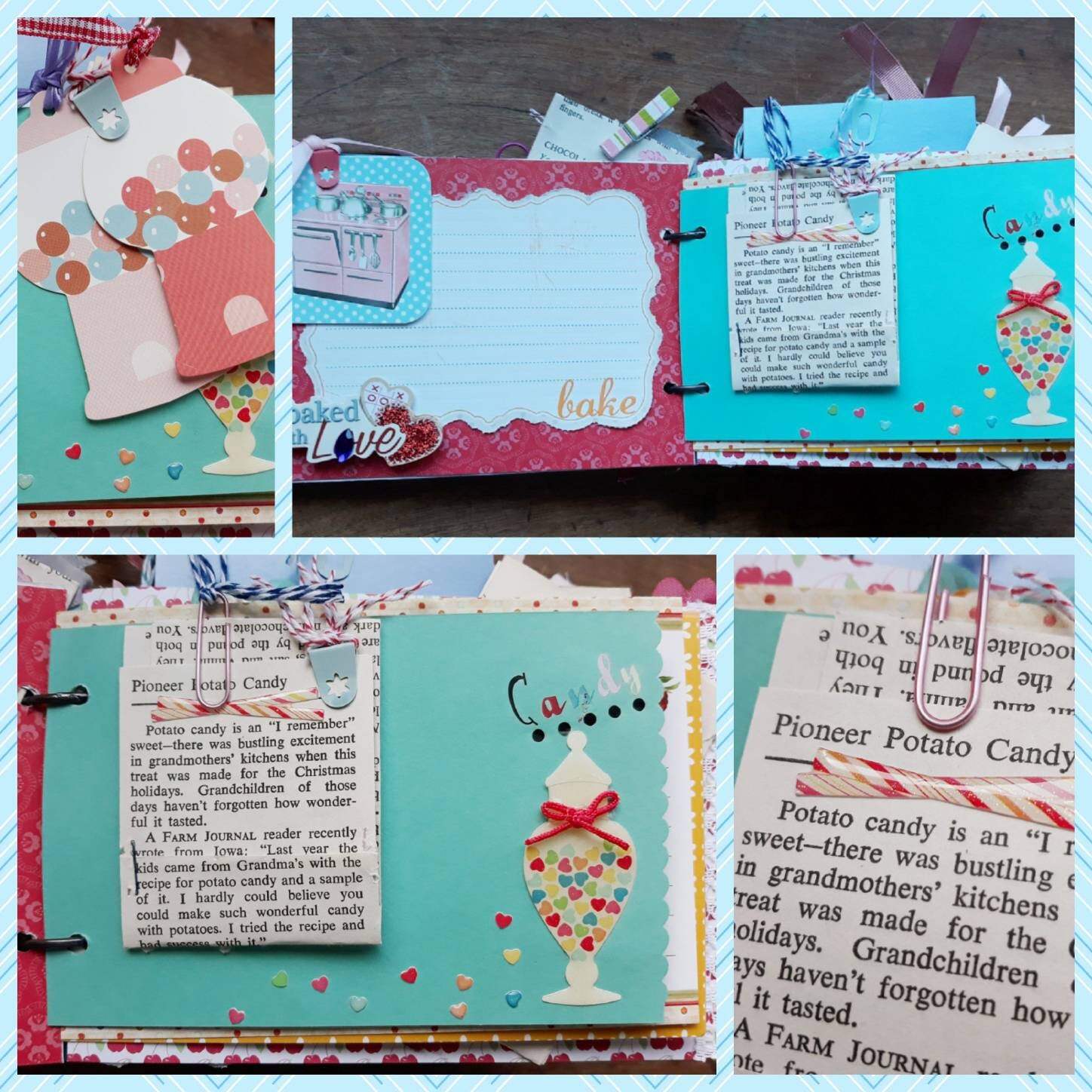 SWEETS & BAKING Recipes Scrapbook Album W/ Hanky Bow Tassel ~ 50 ...
