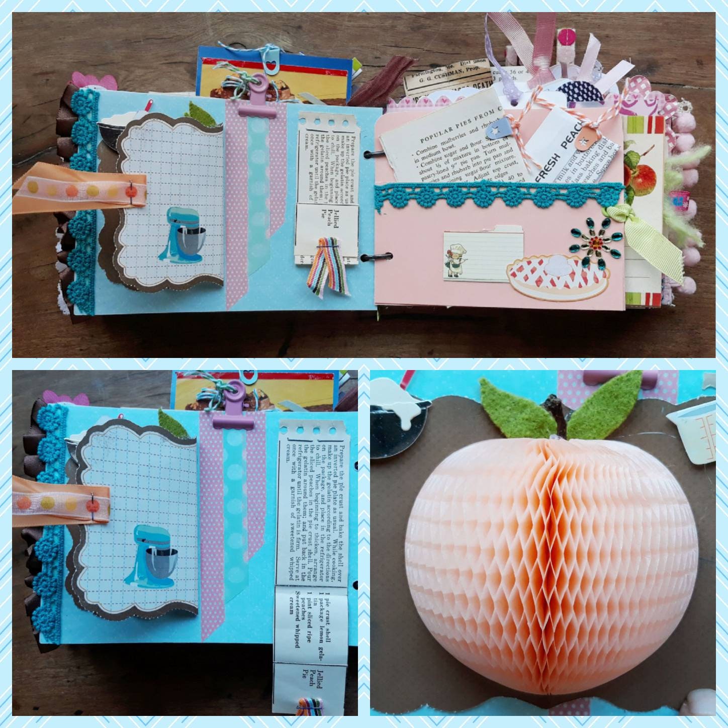 SWEETS & BAKING Recipes Scrapbook Album W/ Hanky Bow Tassel ~ 50 ...