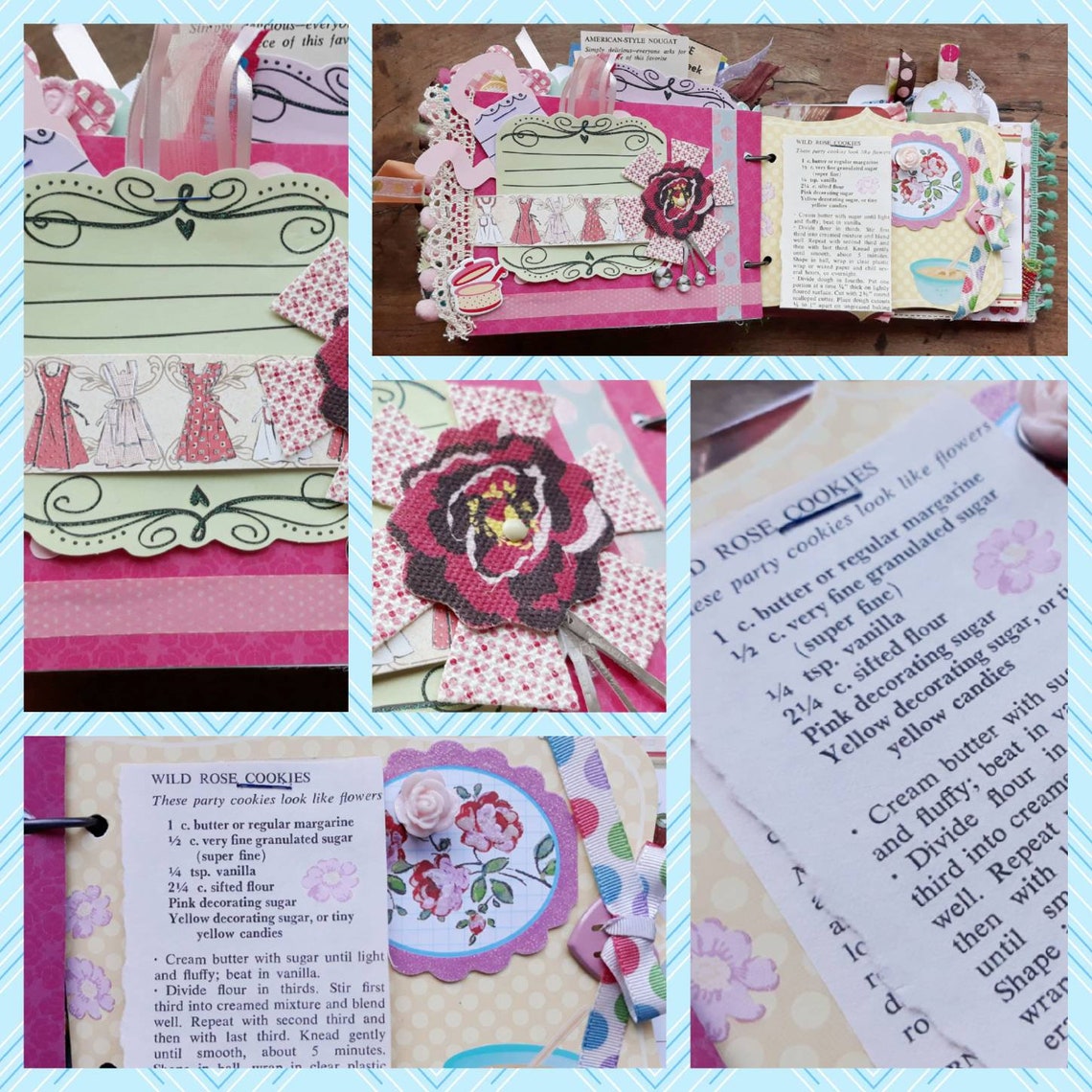 SWEETS & BAKING Recipes Scrapbook Album W/ Hanky Bow Tassel ~ 50 ...