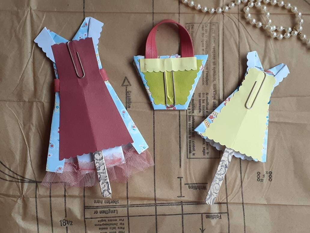 Paper Dress & Purse Pocket Clips for Junk Journals Pretty - Etsy