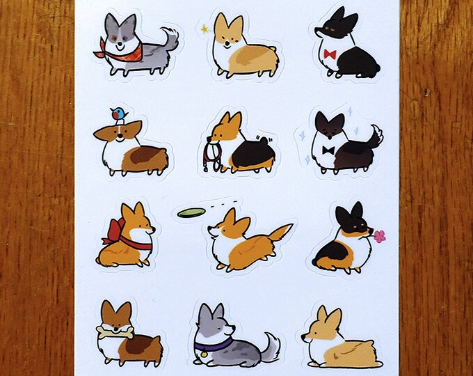 MIXED CORGIS Corgi Things Sticker Sheet Mini Vinyl Stickers Corgi ...
