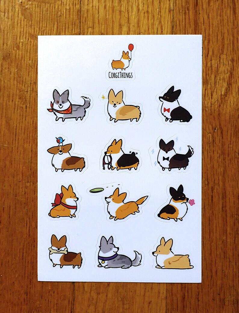 MIXED CORGIS Corgi Things Sticker Sheet Mini Vinyl - Etsy