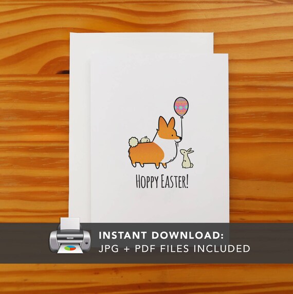 PRINTABLE Hoppy Easter Card Printable Greeting Cards Happy | Etsy