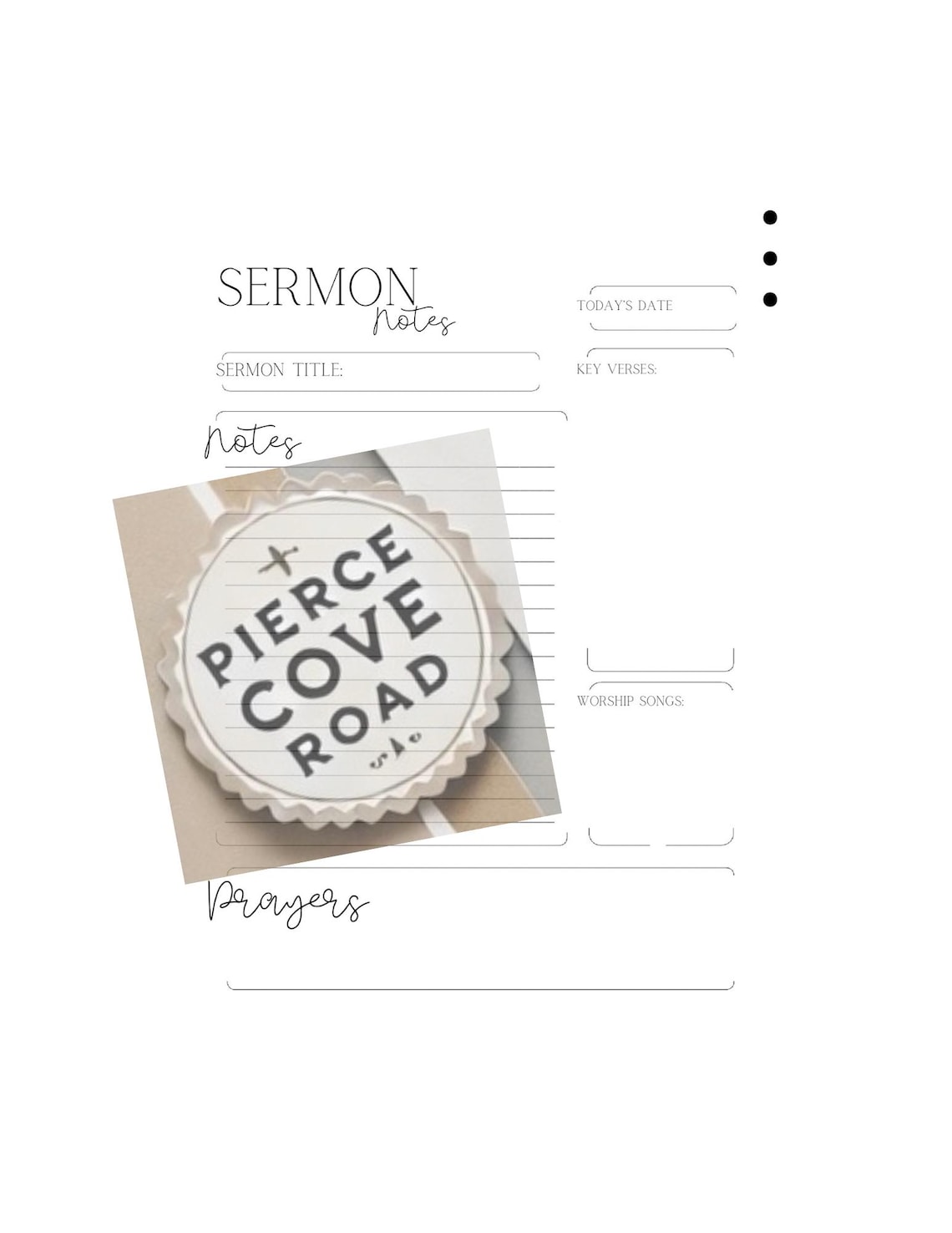 100-page Sermon Notes Journal | Date, Title, Key Verse, Worship Songs ...