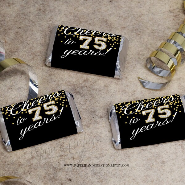75th Birthday Candy Labels - Etsy