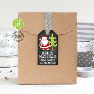 Feliz Navidad Gift Tag Personalized, Spanish Christmas Tags, Santa ...