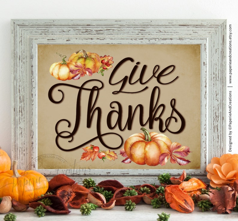 Give Thanks Sign Printable Thanksgiving Sign Fall Wall - Etsy