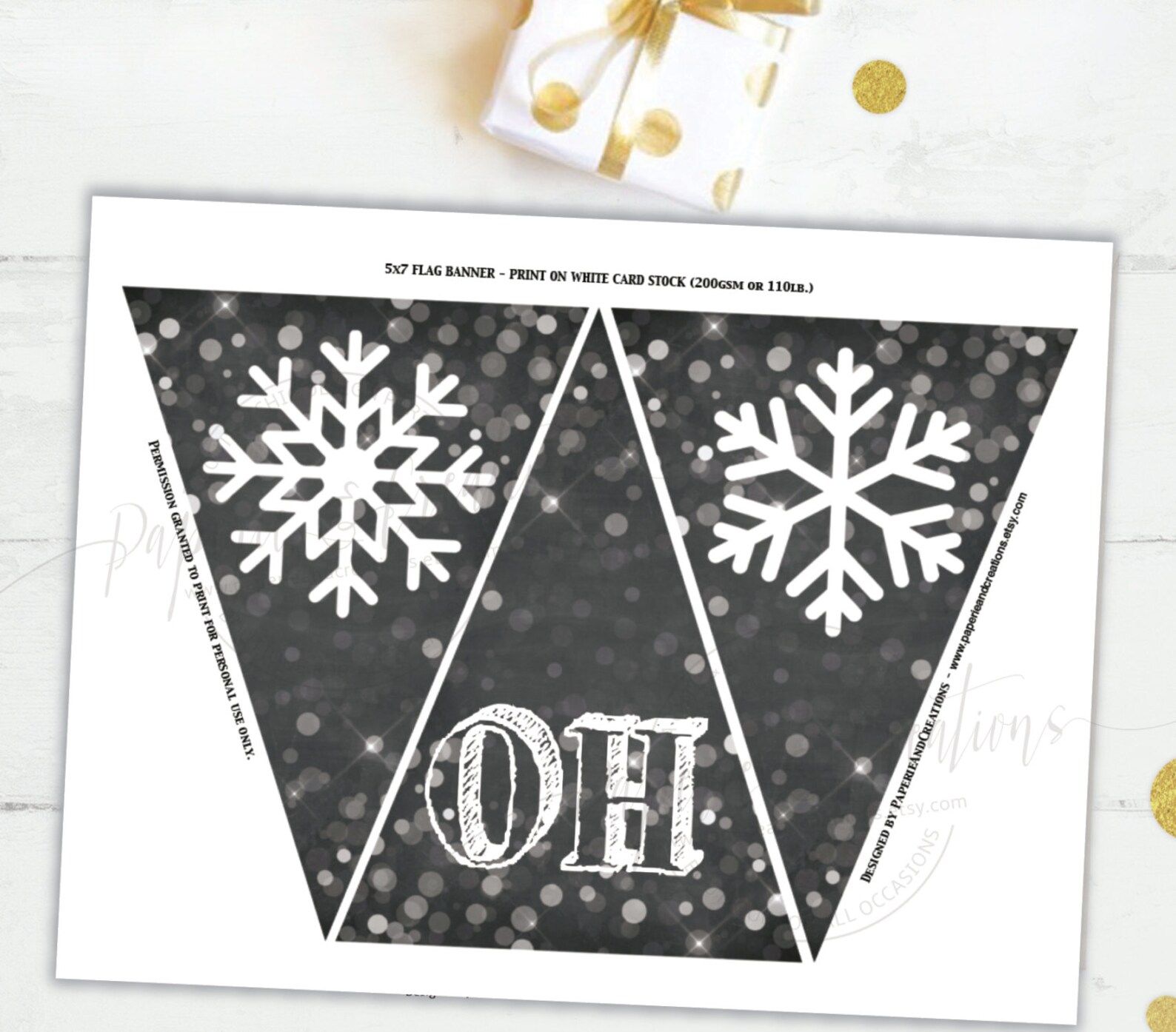 Christmas Banner Decorations Snowflakes Printable | Etsy
