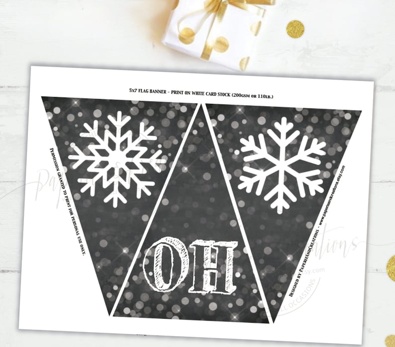 Christmas Banner Decorations Snowflakes Printable | Etsy