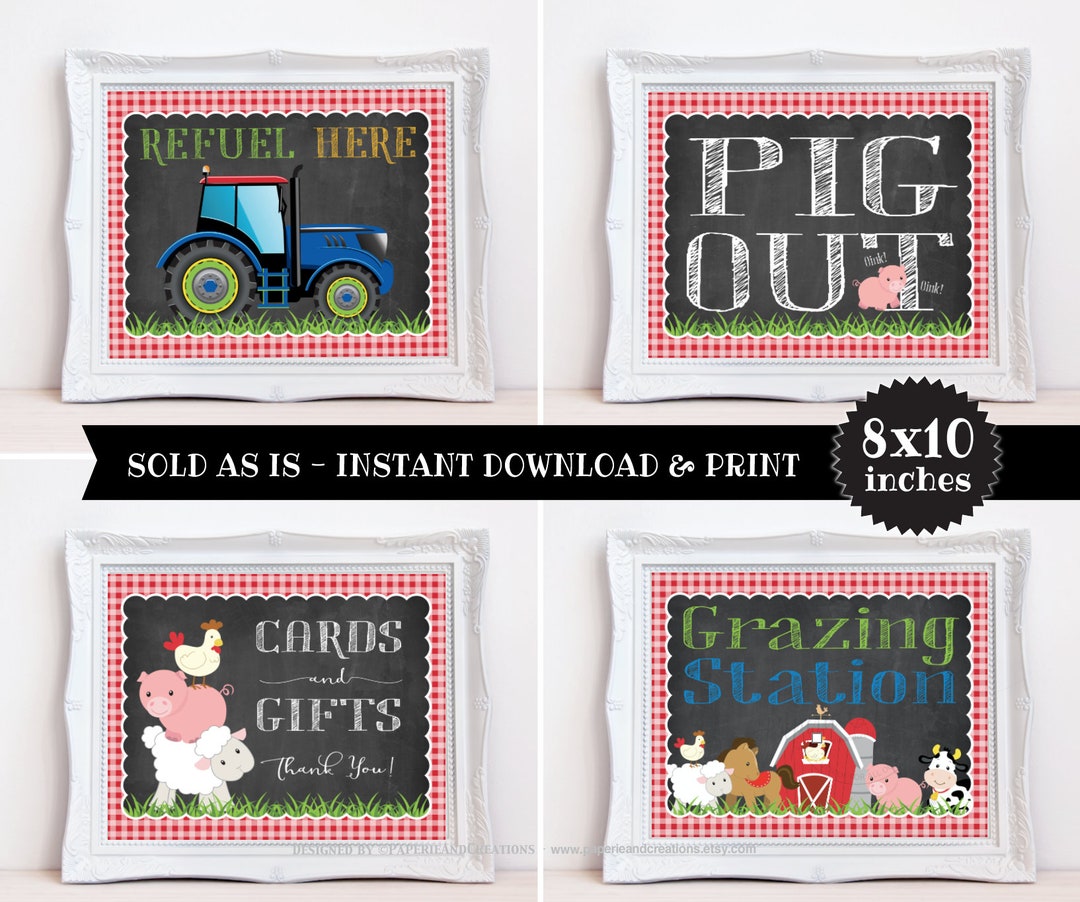 Pig Out Sign, Grazing Station Sign, Tractor Sign, Cards and Gifts Sign ...