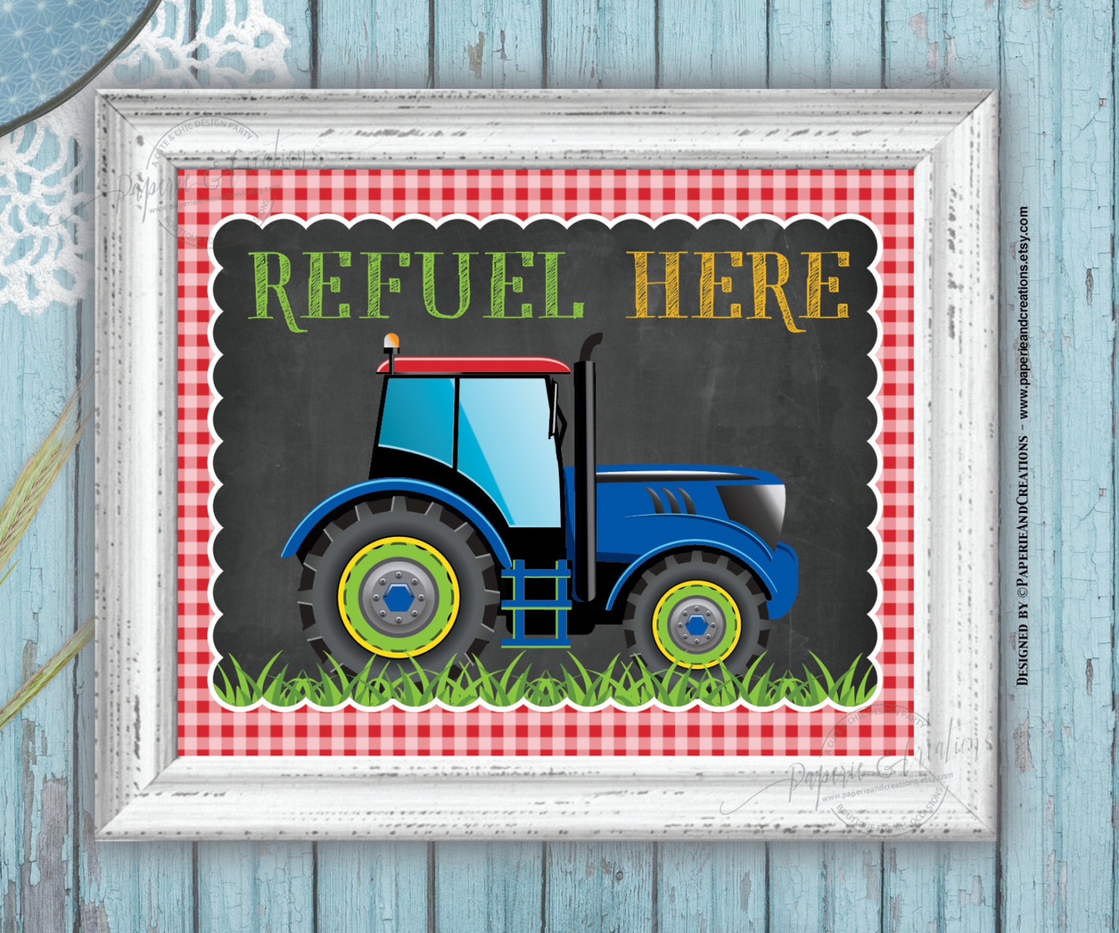 Farm Tractor Blue Tractor Farm Animals Birthday Chalkboard - Etsy