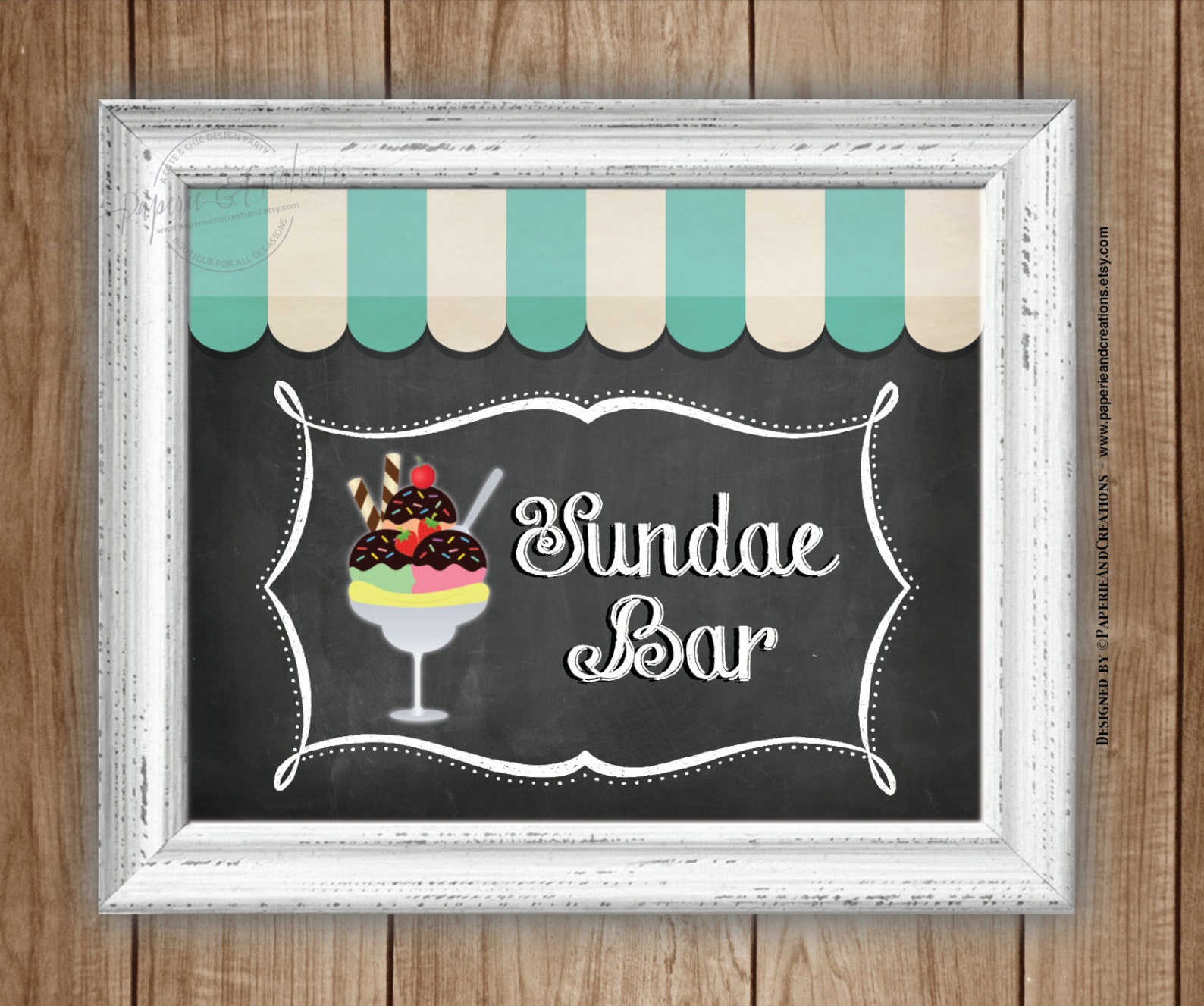 Sundae Bar Sign Ice cream Party Decorations Party Signs | Etsy
