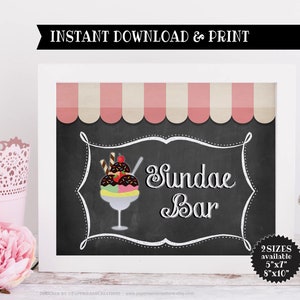Sundae Bar Sign Ice Cream Sign Birthday Party Signs Printable Baby ...