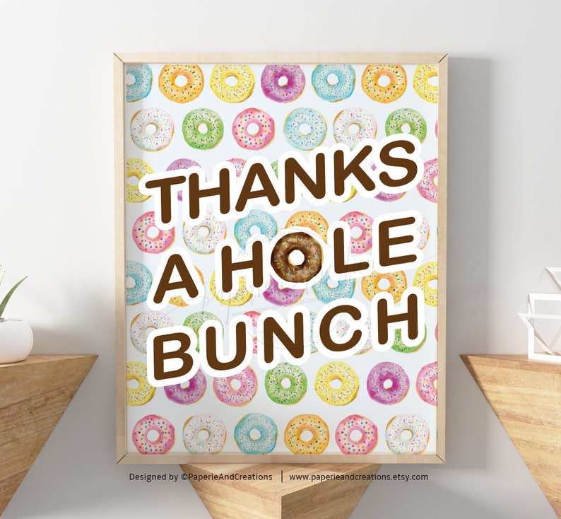 Donut Thank You Doughnut Party Signs Thanks a Hole Bunch - Etsy Canada