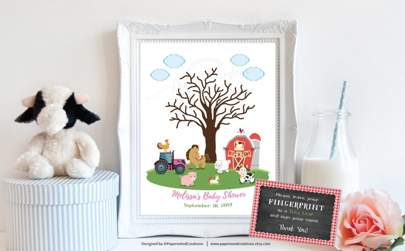 Baby Shower Guest Book Tree Farm Animals Guest Sign In Oh - Etsy