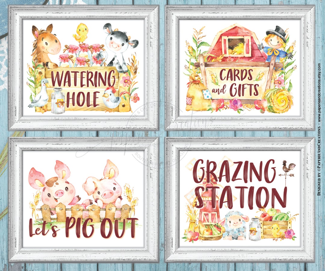 Farm Animals Party Signs, Printable Decor (instant Download) - Etsy