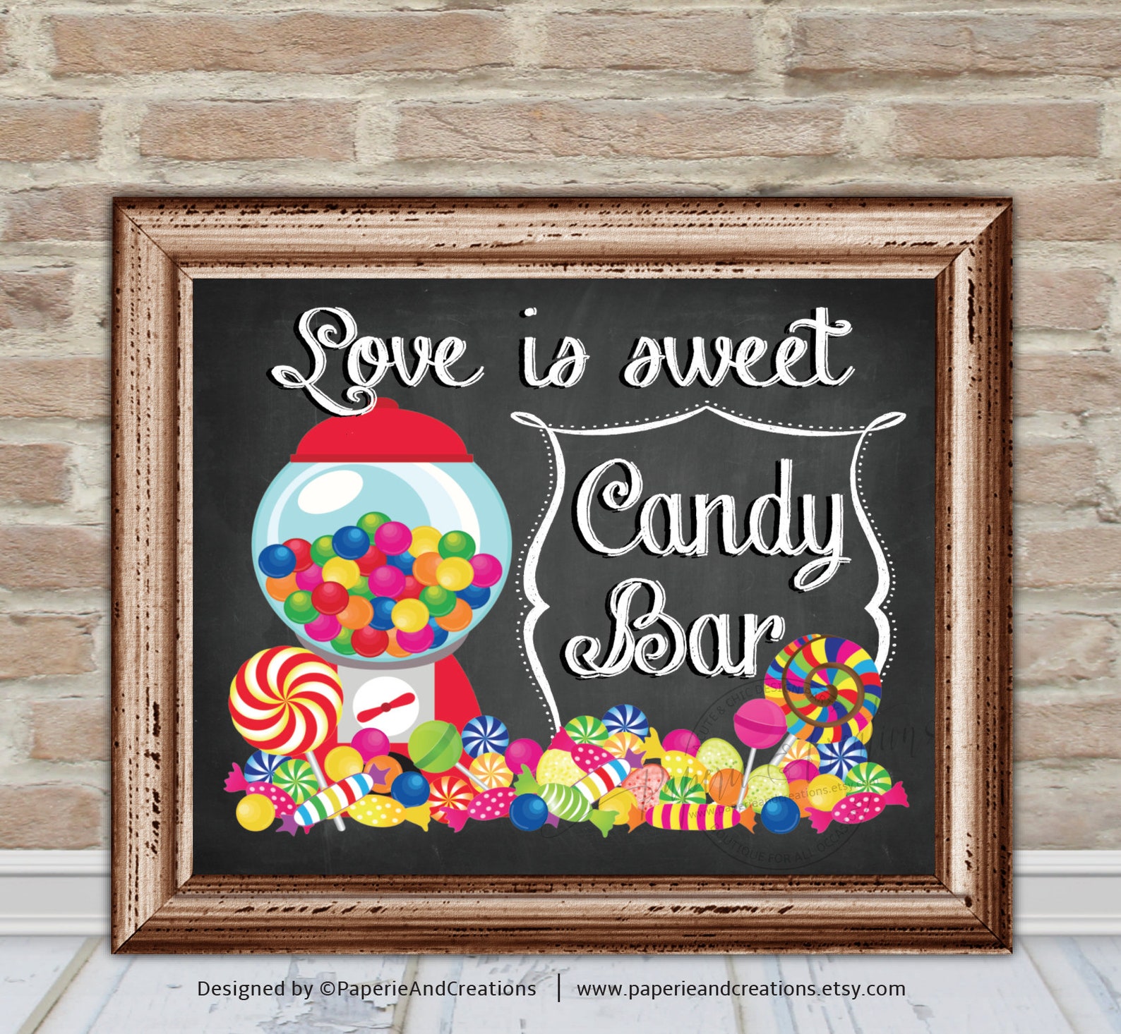 Candy Bar Sign Love is Sweet Sign Gumball Machine Sweets | Etsy