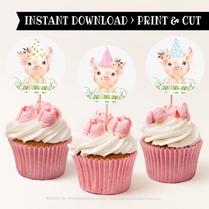 Pig Cupcake Toppers - Etsy