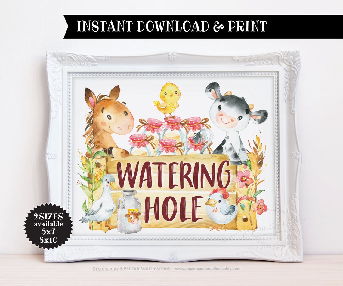 Watering Hole Sign Grazing Station Cards and Gifts Mud | Etsy