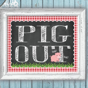Pig Out Sign - Farm Animals Birthday Decorations- Barnyard Decorations ...