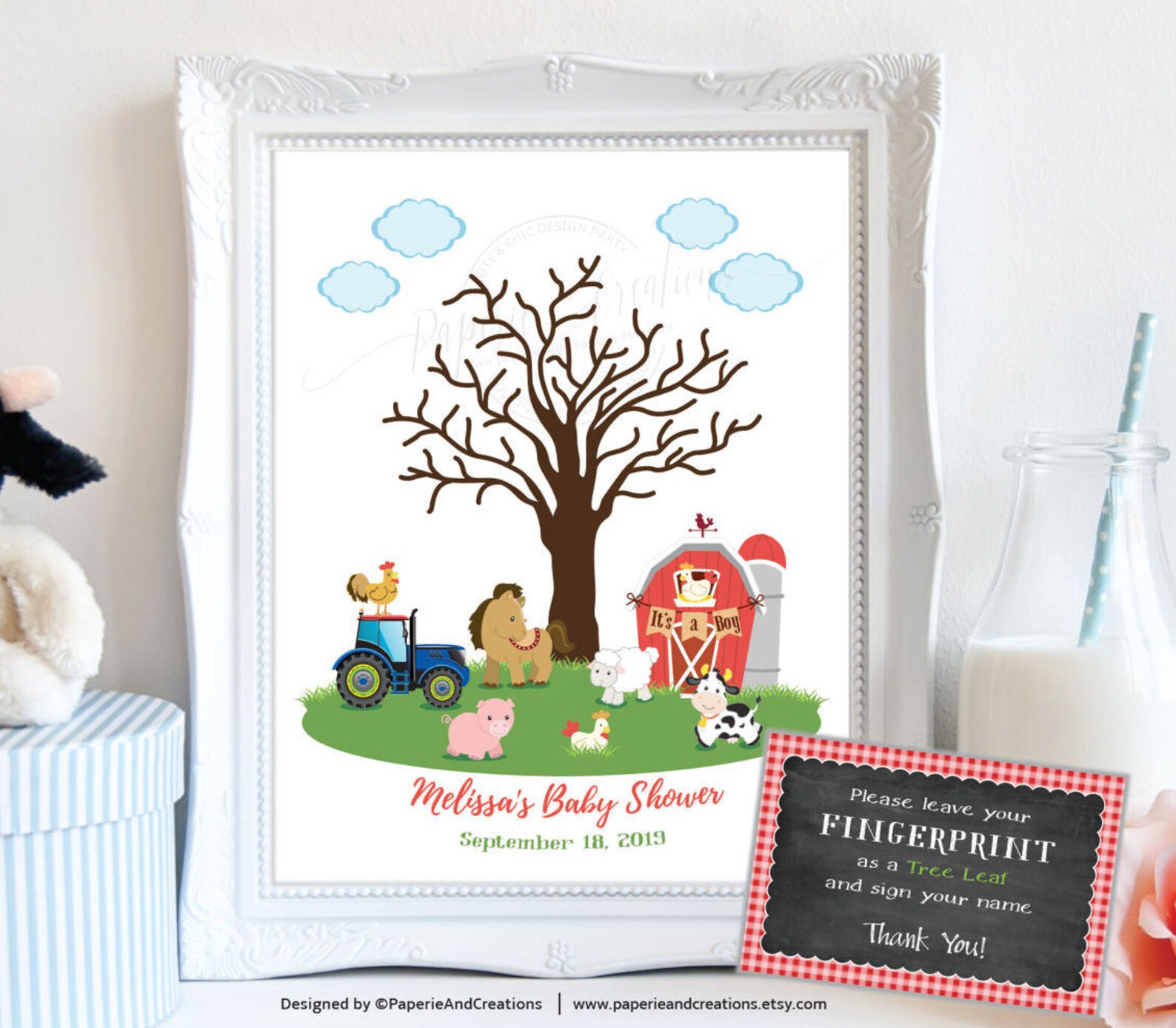 Baby Shower Guest Book Tree Farm Animals Guest Sign in - Etsy