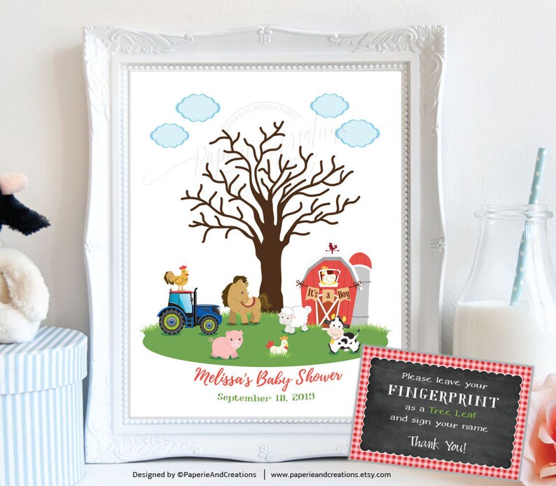 Baby Shower Guest Book Tree Farm Animals Guest Sign in - Etsy